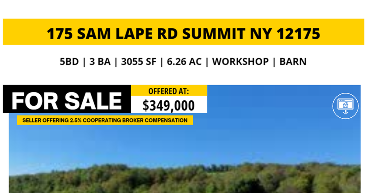 175 SAM LAPE RD SUMMIT NY 12175 Presented By Kevin Lucero 607-282-6242